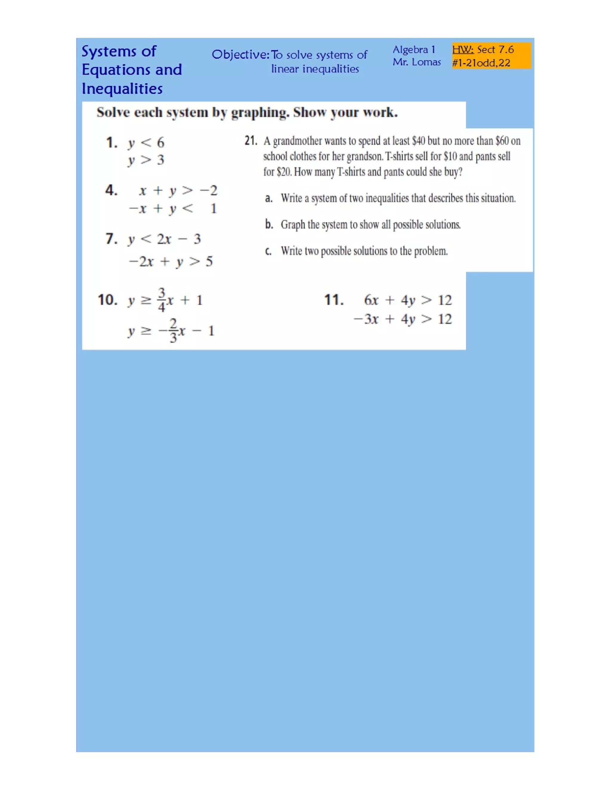Solving systems of inequalities | PDF