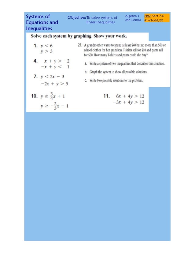 Solving systems of inequalities | PDF