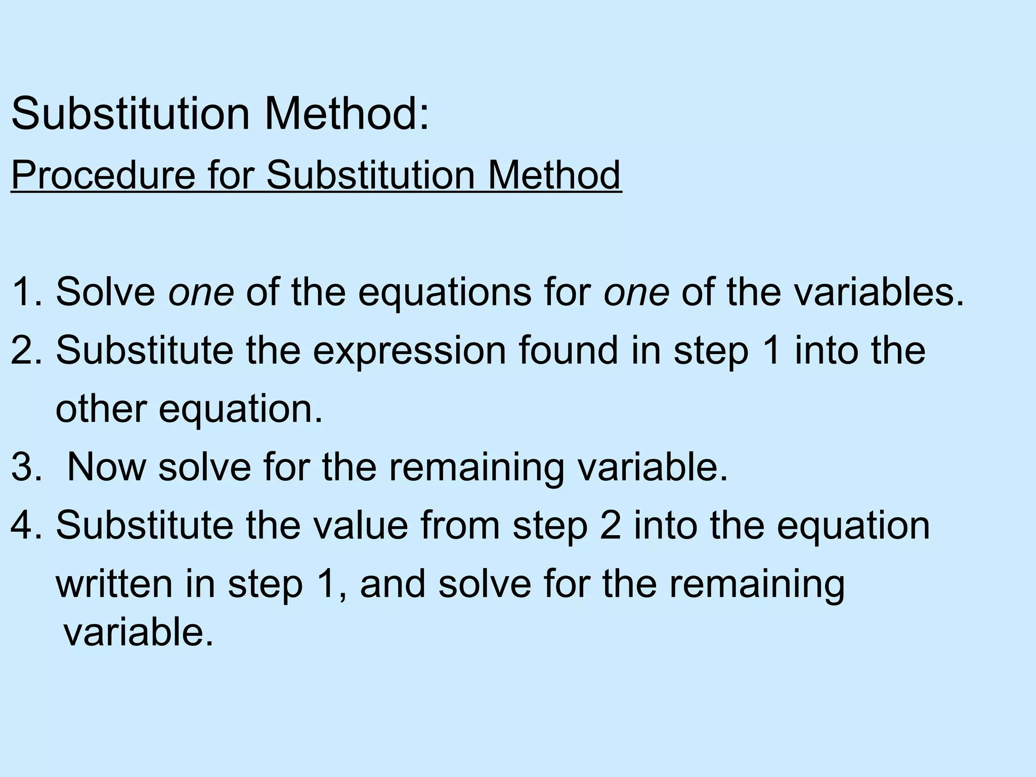 Solving systems of Linear Equations | PPT