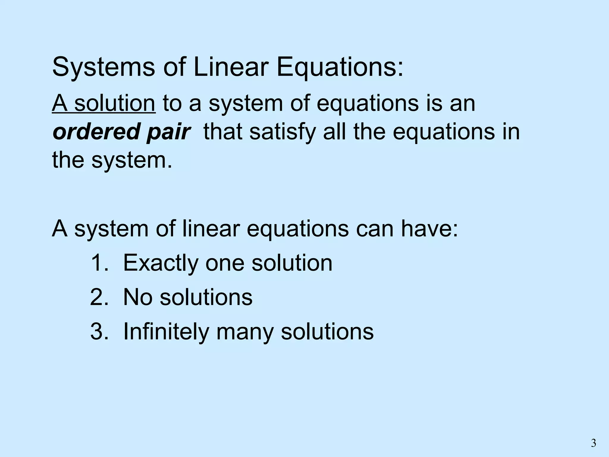 Solving Systems Of Linear Equations Ppt