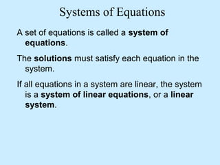 Solving systems of Linear Equations | PPT