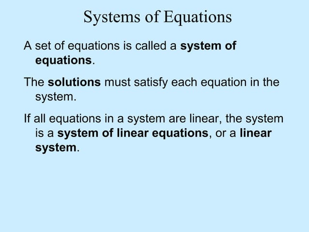 Solving systems of Linear Equations | PPT