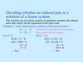 Solving systems of Linear Equations | PPT