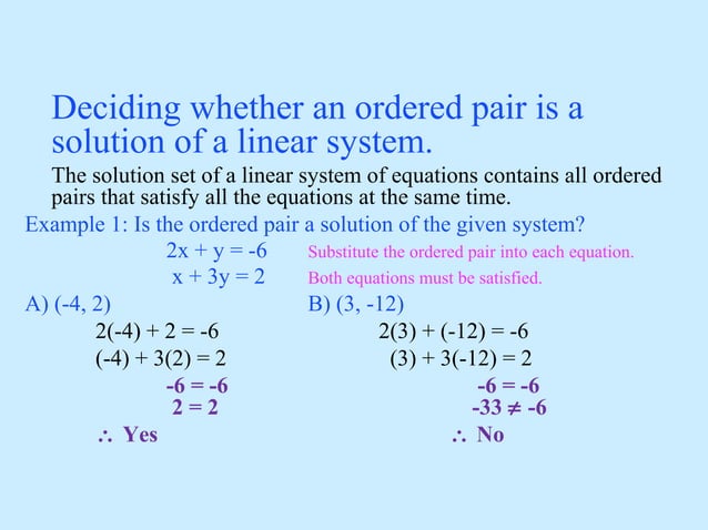 Solving systems of Linear Equations | PPT