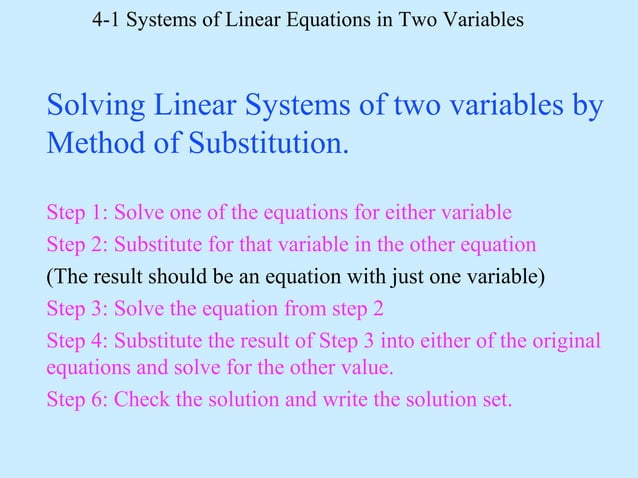 Solving systems of Linear Equations | PPT