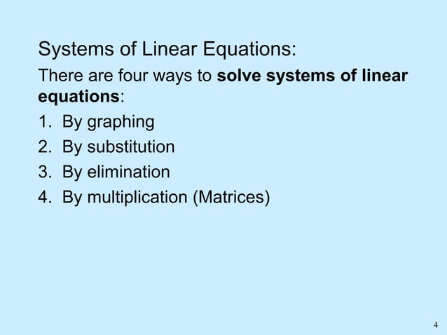 Solving systems of Linear Equations | PPT