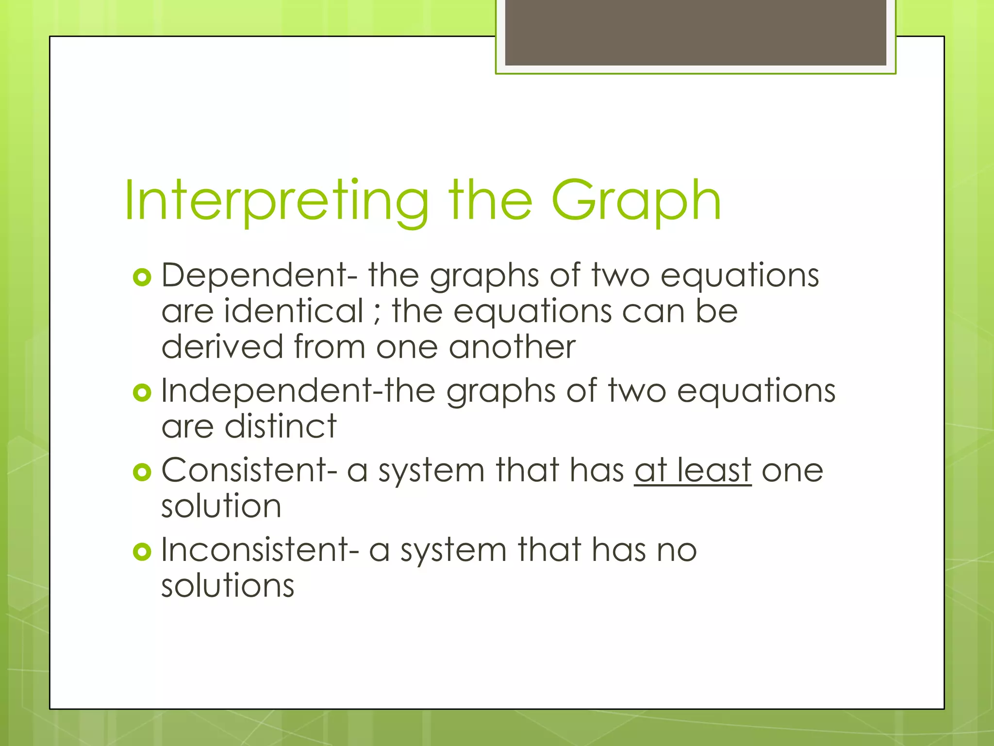 Solving systems of linear equations by graphing lecture | PPTX