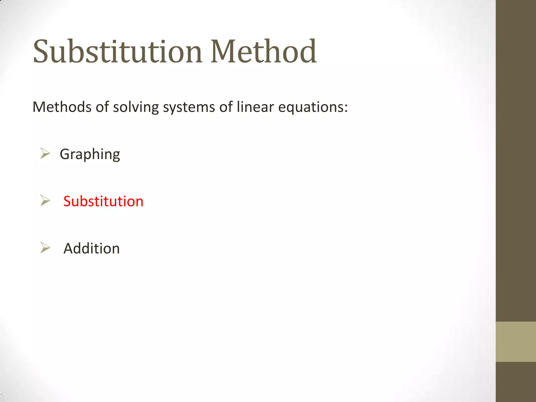 Solving systems of linear equations by substitution | PPTX
