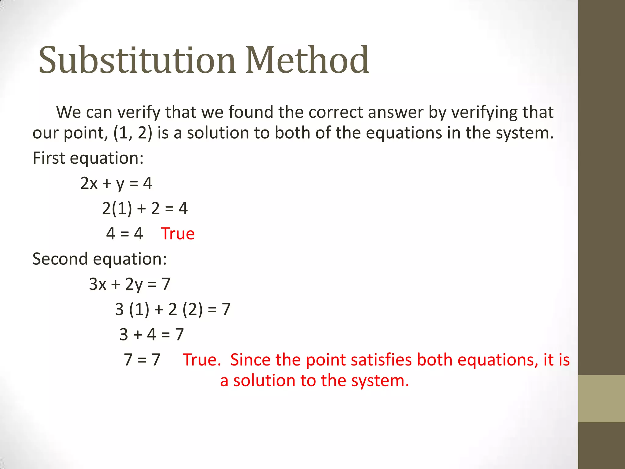 Solving systems of linear equations by substitution | PPT