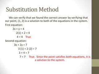 Solving systems of linear equations by substitution | PPT