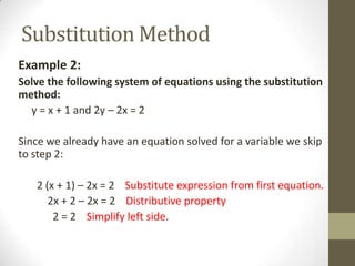 Solving systems of linear equations by substitution | PPT