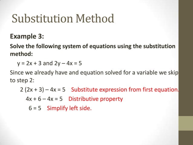 Solving systems of linear equations by substitution | PPT