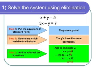 Solving systems with elimination | PPT