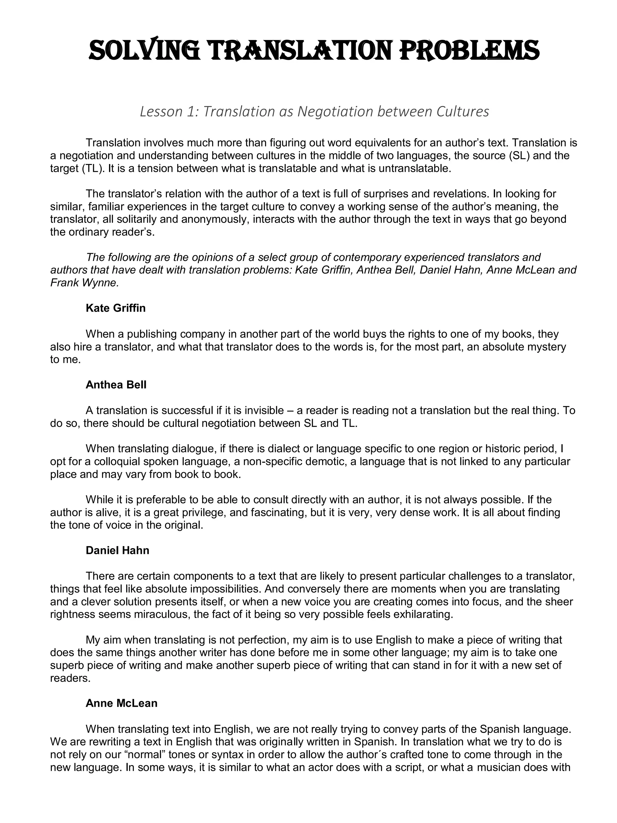 Solving translation problems | PDF