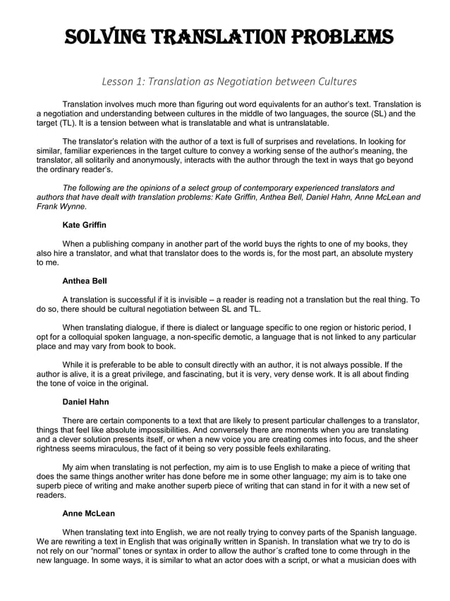 Solving translation problems | PDF