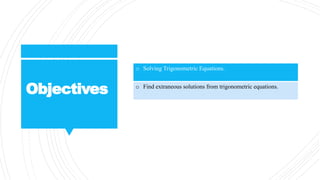 Solving trigonometric equations 1 | PPTX | Physics | Science