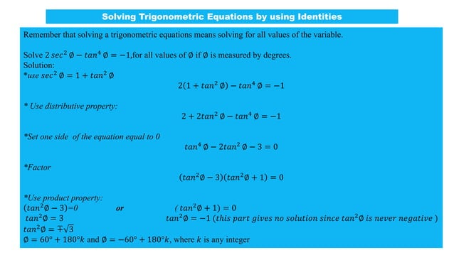 Solving trigonometric equations 2 | PPT