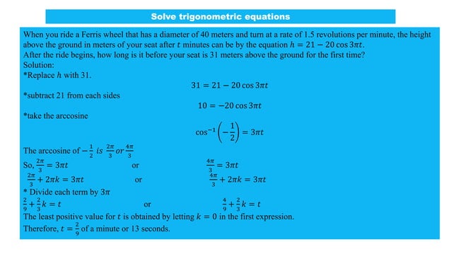 Solving trigonometric equations 2 | PPT