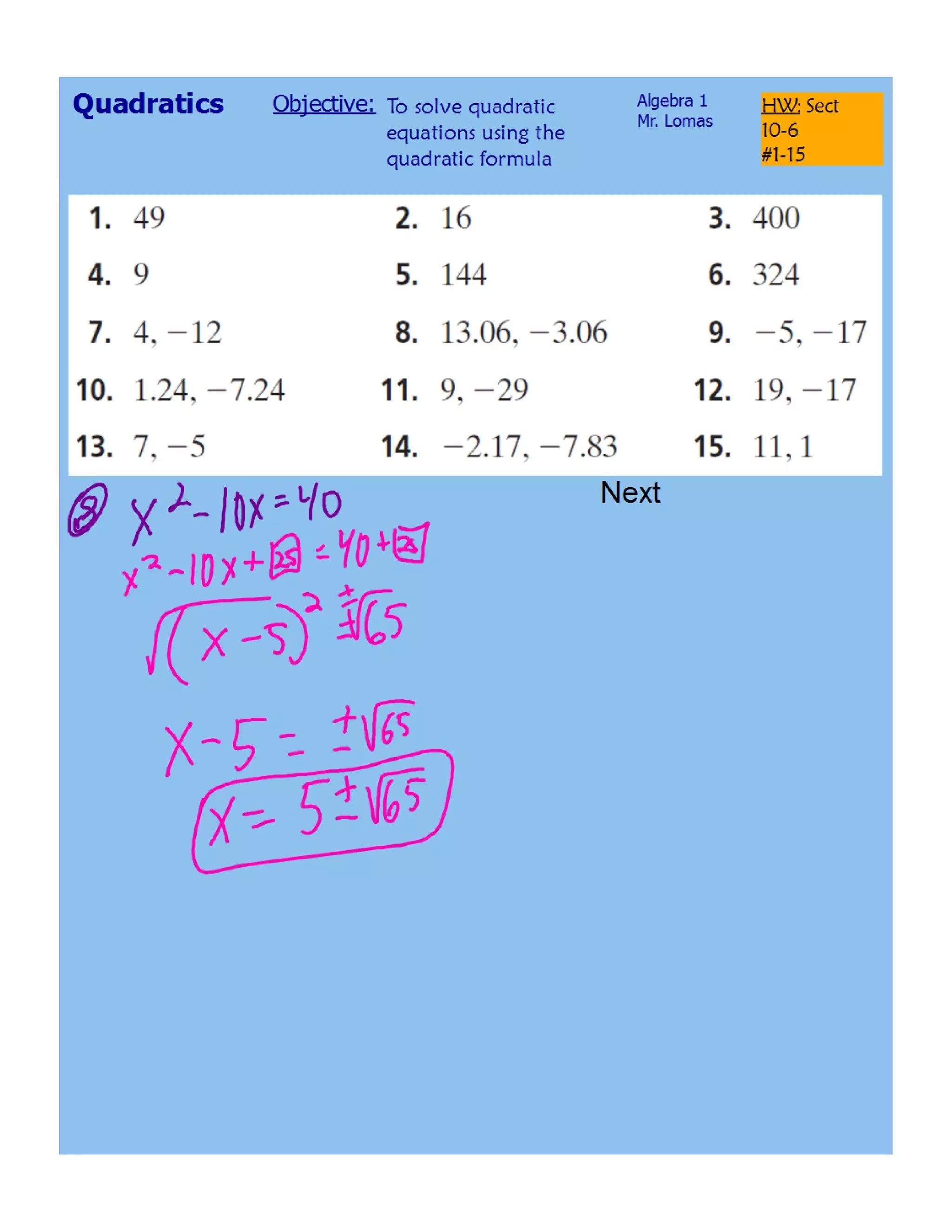 Solving using quadratic formula | PDF | Physics | Science