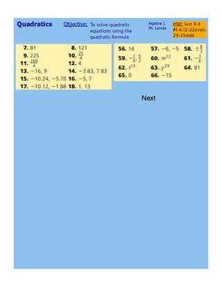 Solving using quadratic formula and discriminant | PDF