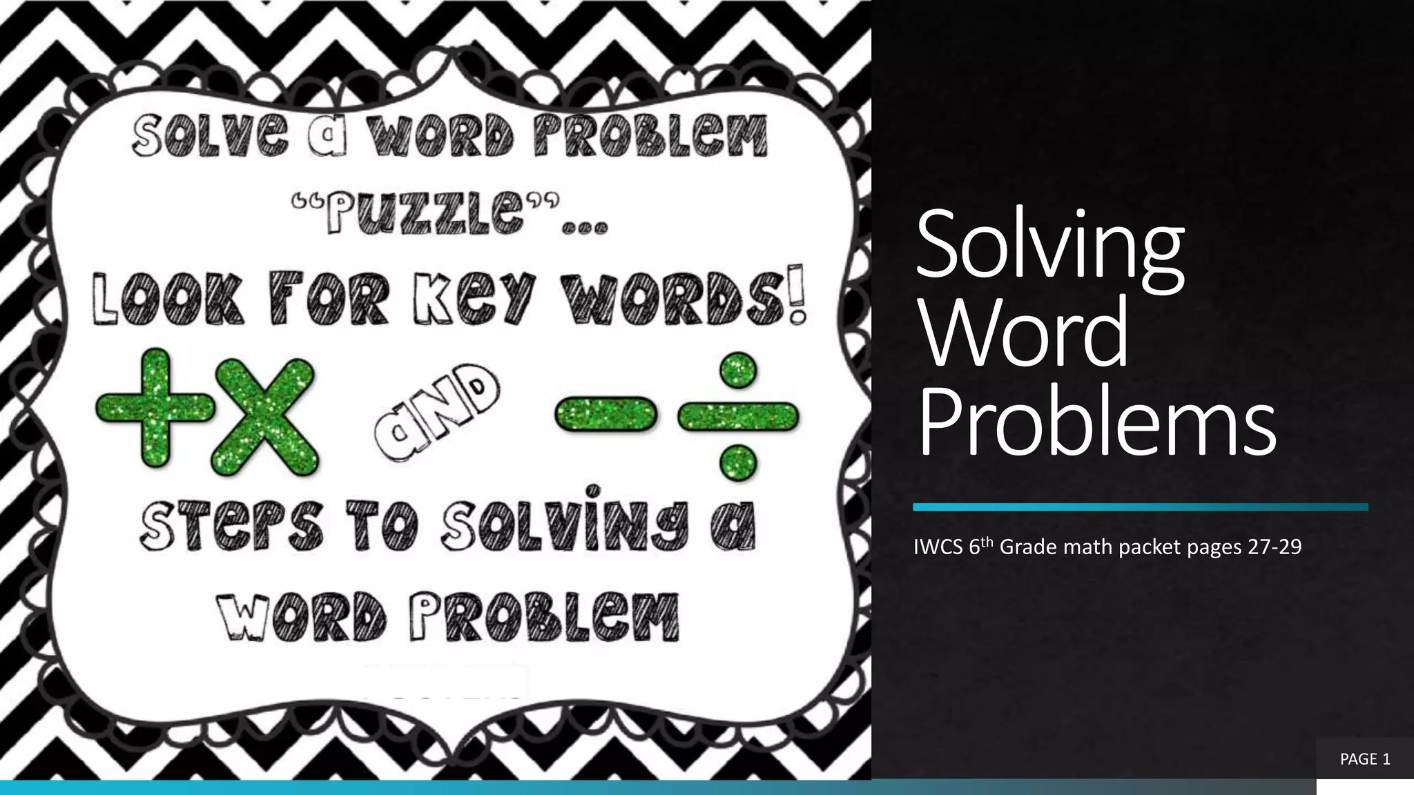 Solving word problems | PPT