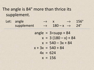 Solving word problems ~ complementary and supplementary angles | PPT