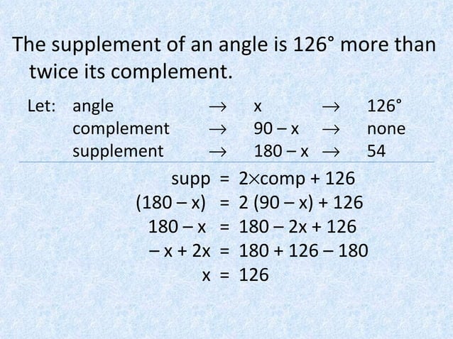 Solving word problems ~ complementary and supplementary angles | PPT ...