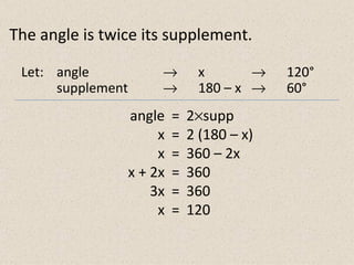 Supplementary Angles Problems