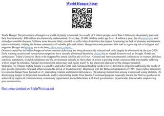 Solving World Hunger Essay | PDF | Agriculture | Industries