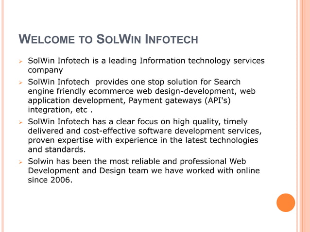 Solwin infotech | PPT
