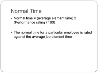 cycle time, normal time and standard allowance | PPT