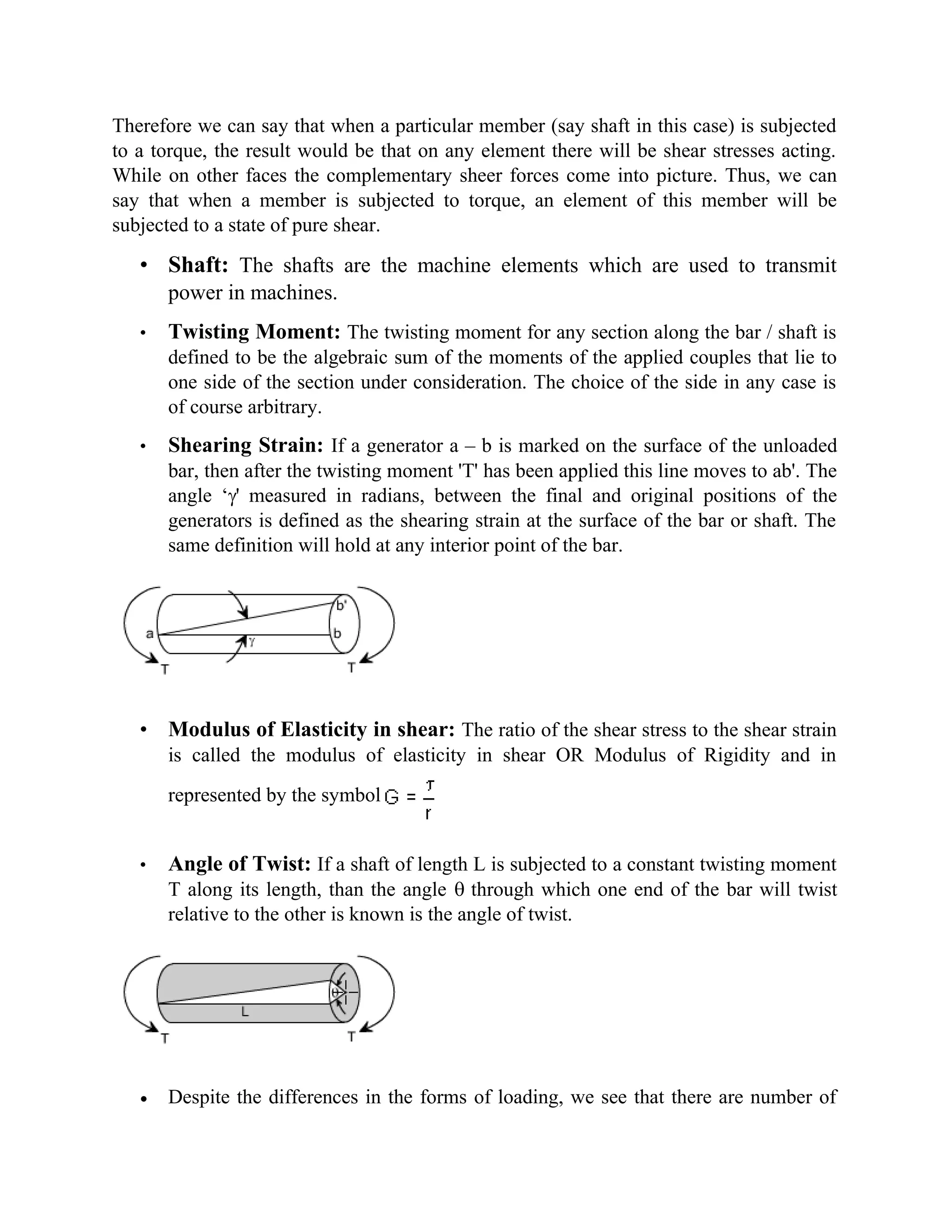 Torsion of circular shafts | PDF