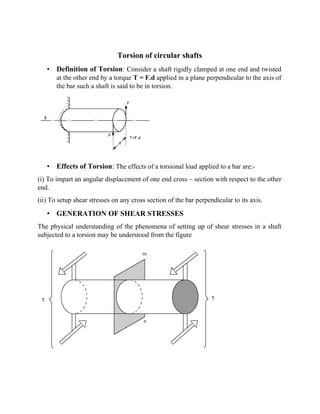 Torsion of circular shafts | PDF