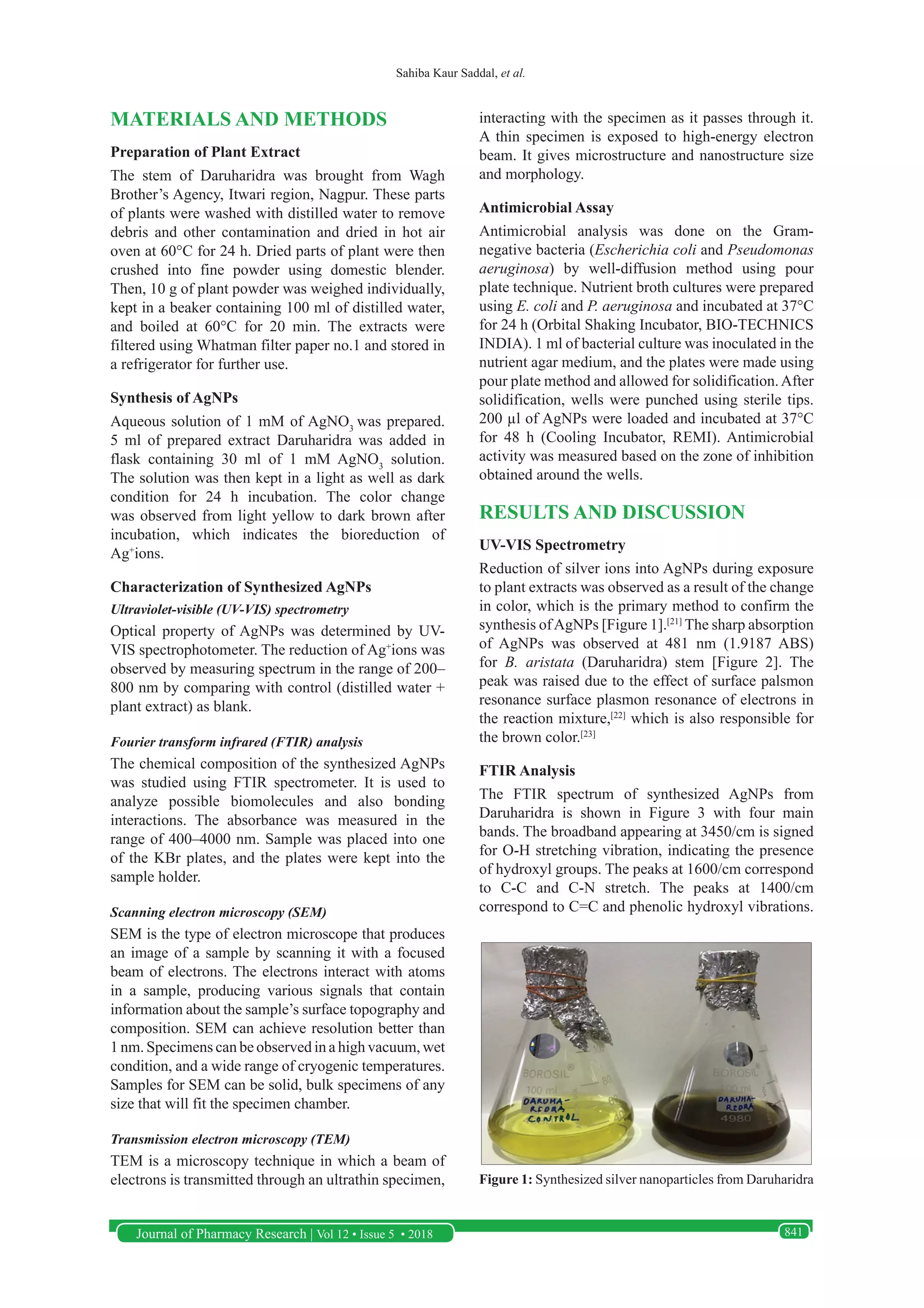 Green synthesis of silver nanoparticles using stem extract of Berberis aristata and to study ...