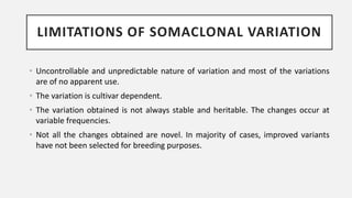 Somaclonal variation. plant biotechnologypptx | PPTX