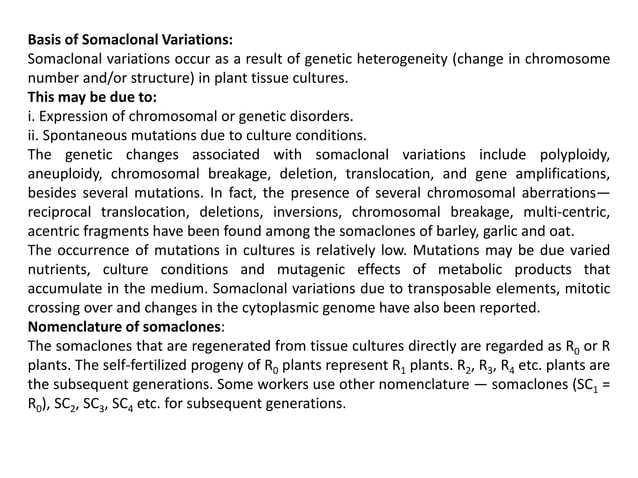 Somaclonal variations | PPTX