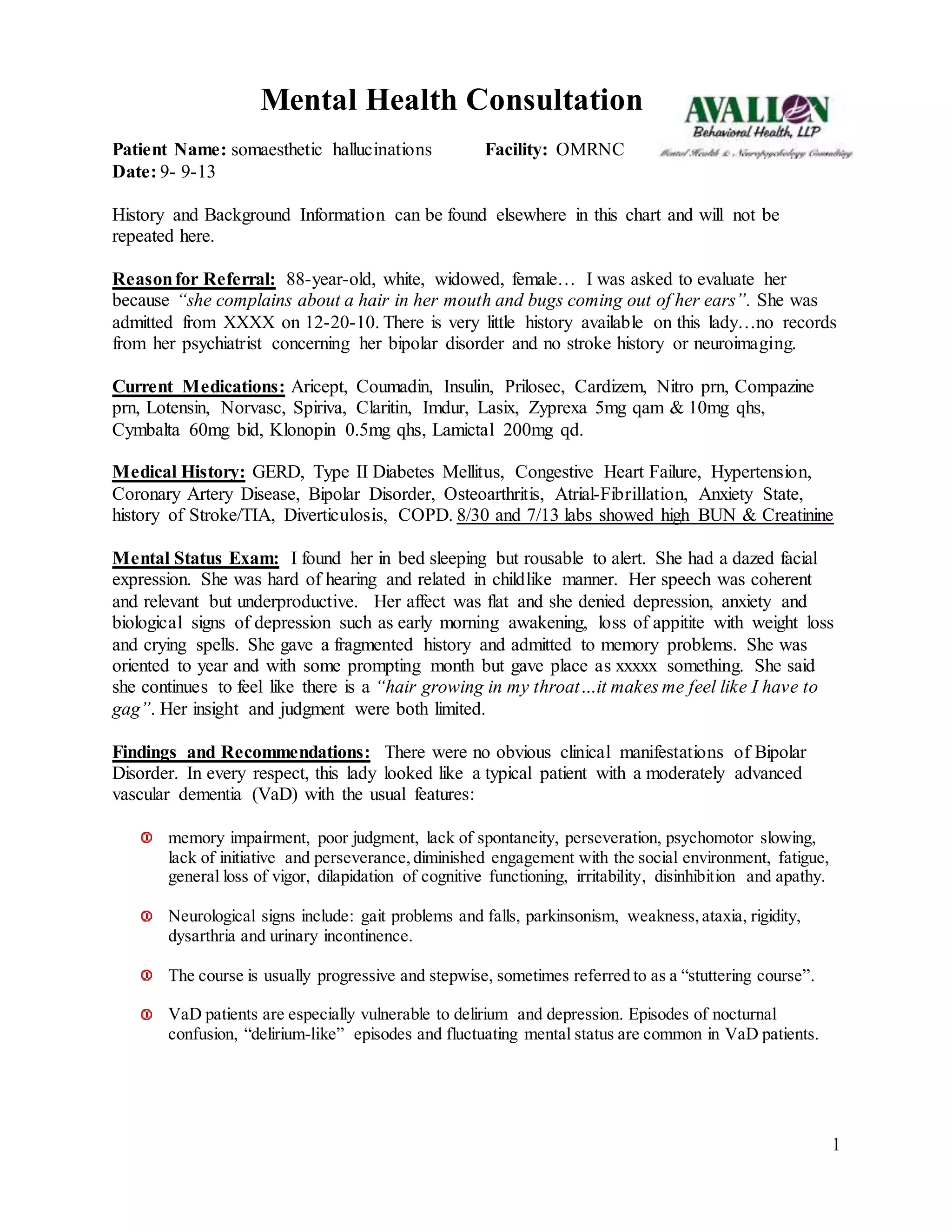 Somaesthetic Hallucinations | DOCX