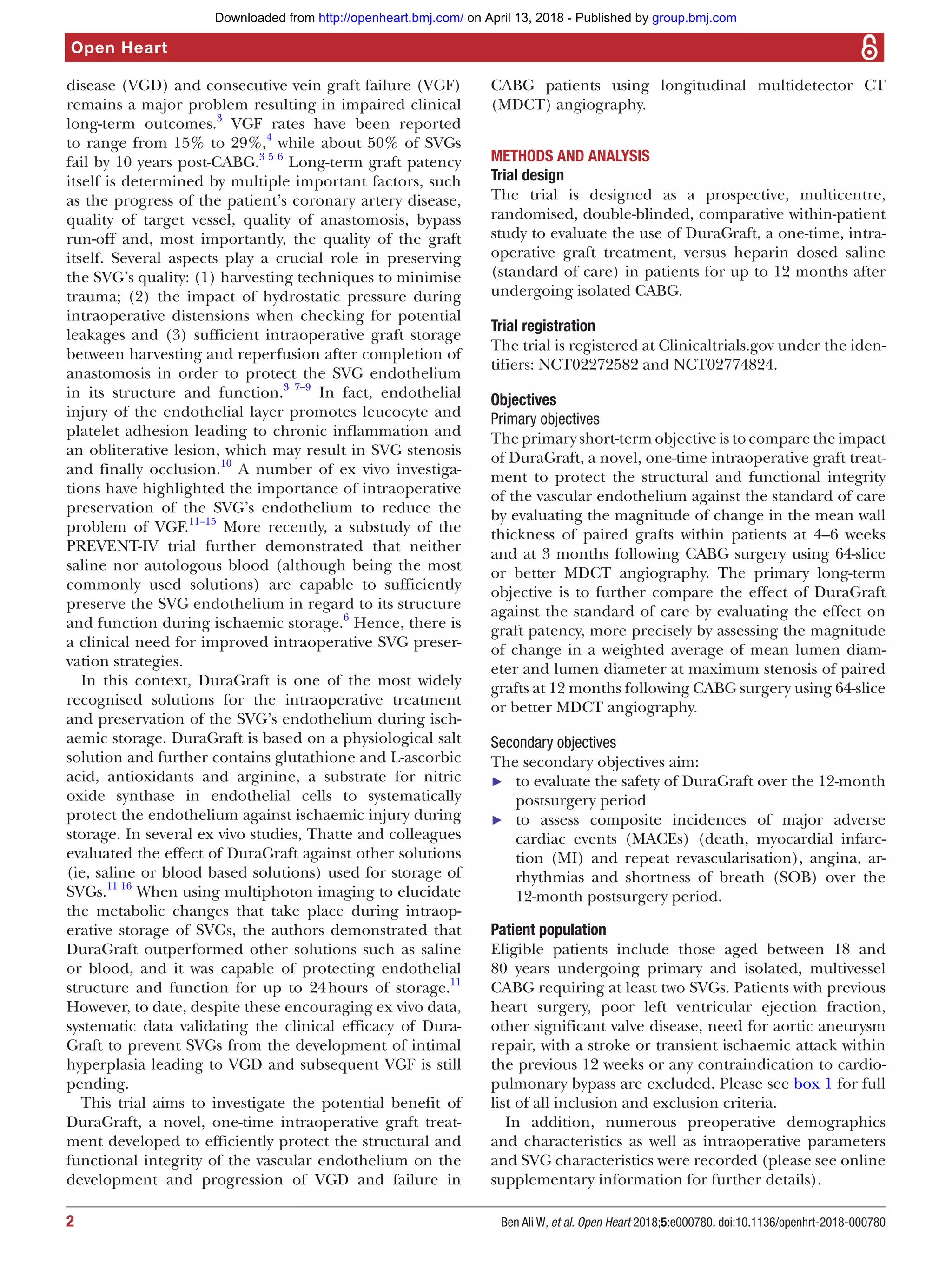DuraGraft Vascular Conduit Preservation Solution in Patients Undergoing ...