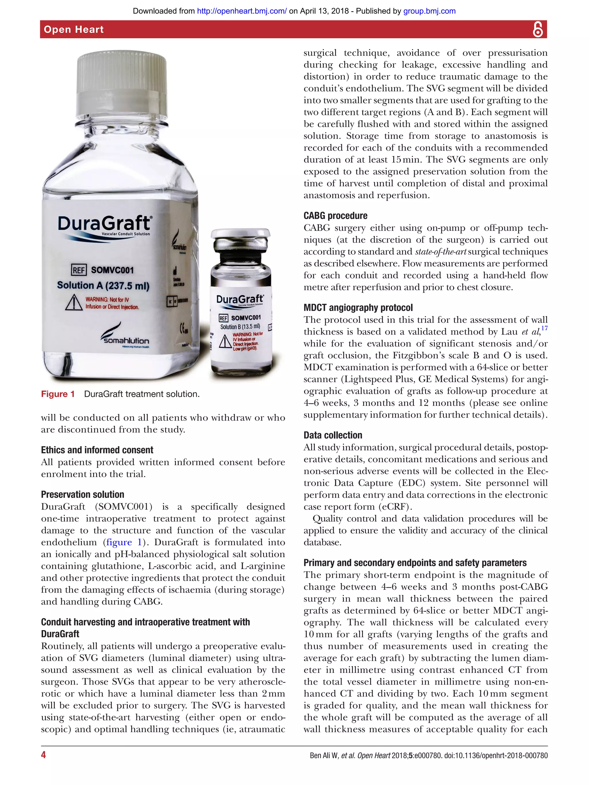 DuraGraft Vascular Conduit Preservation Solution in Patients Undergoing ...