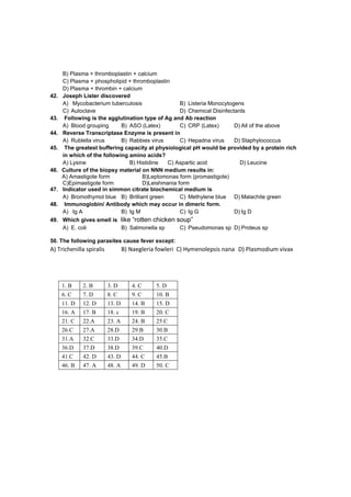 MCQ for Lab Technician | PDF