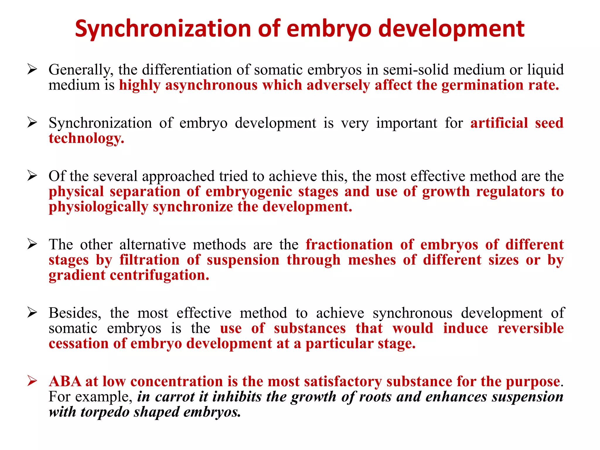 Somatic embryogenesis and artificial seed production | PPTX