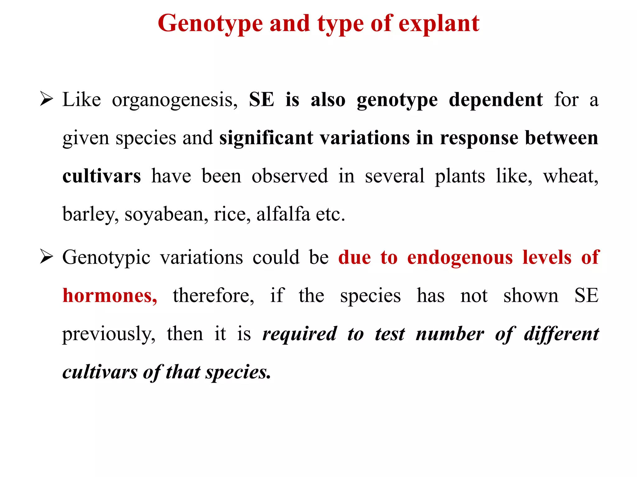Somatic embryogenesis and artificial seed production | PPTX