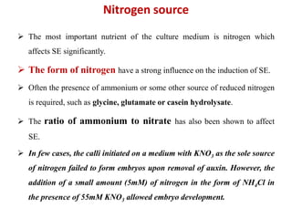 Somatic embryogenesis and artificial seed production | PPTX