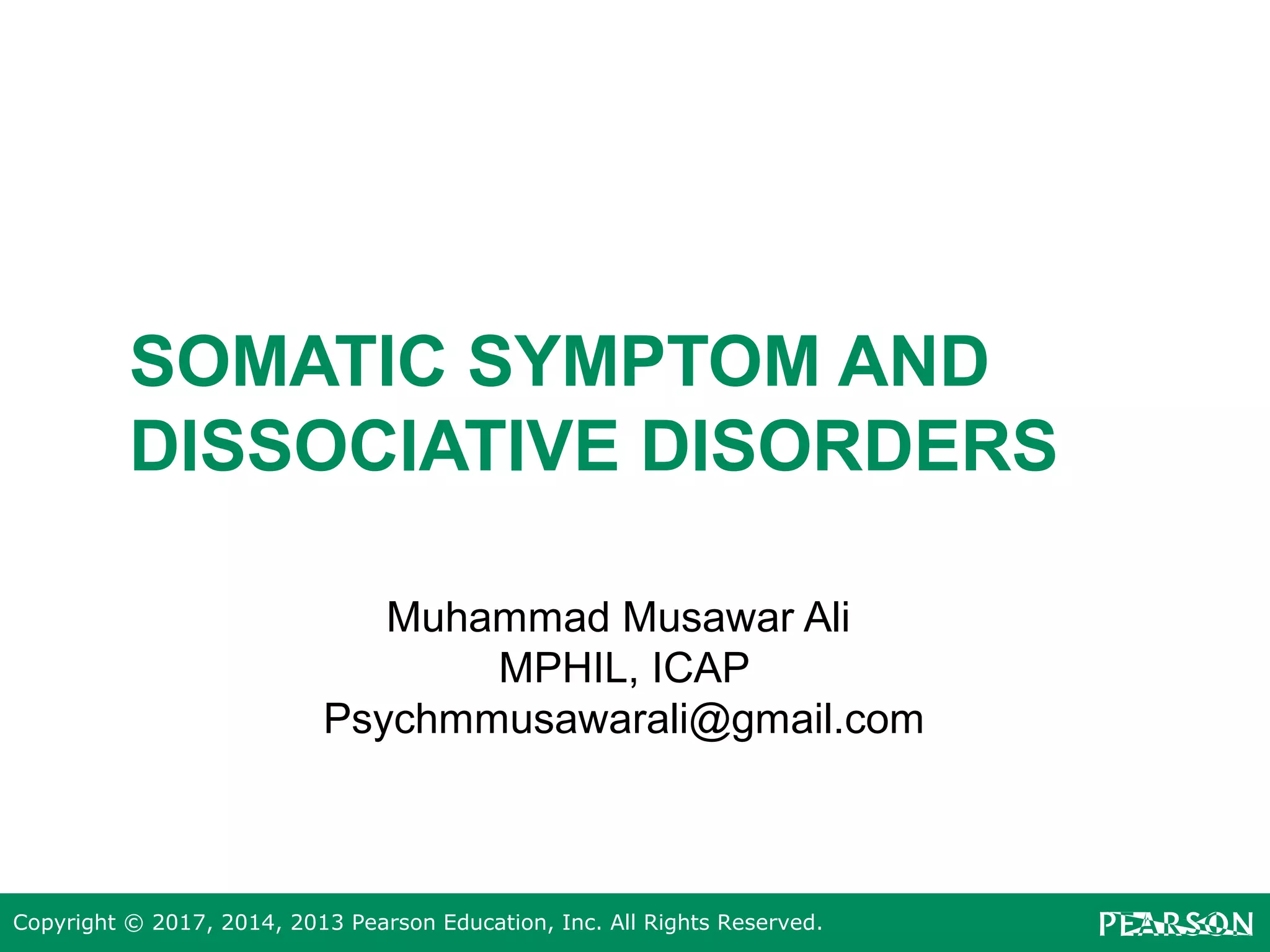 Somatic symptom and dissociative disorders | PPT