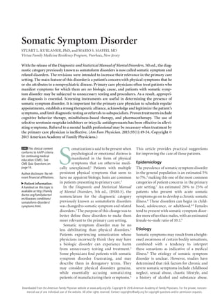 Somatic symptom disorder | PDF