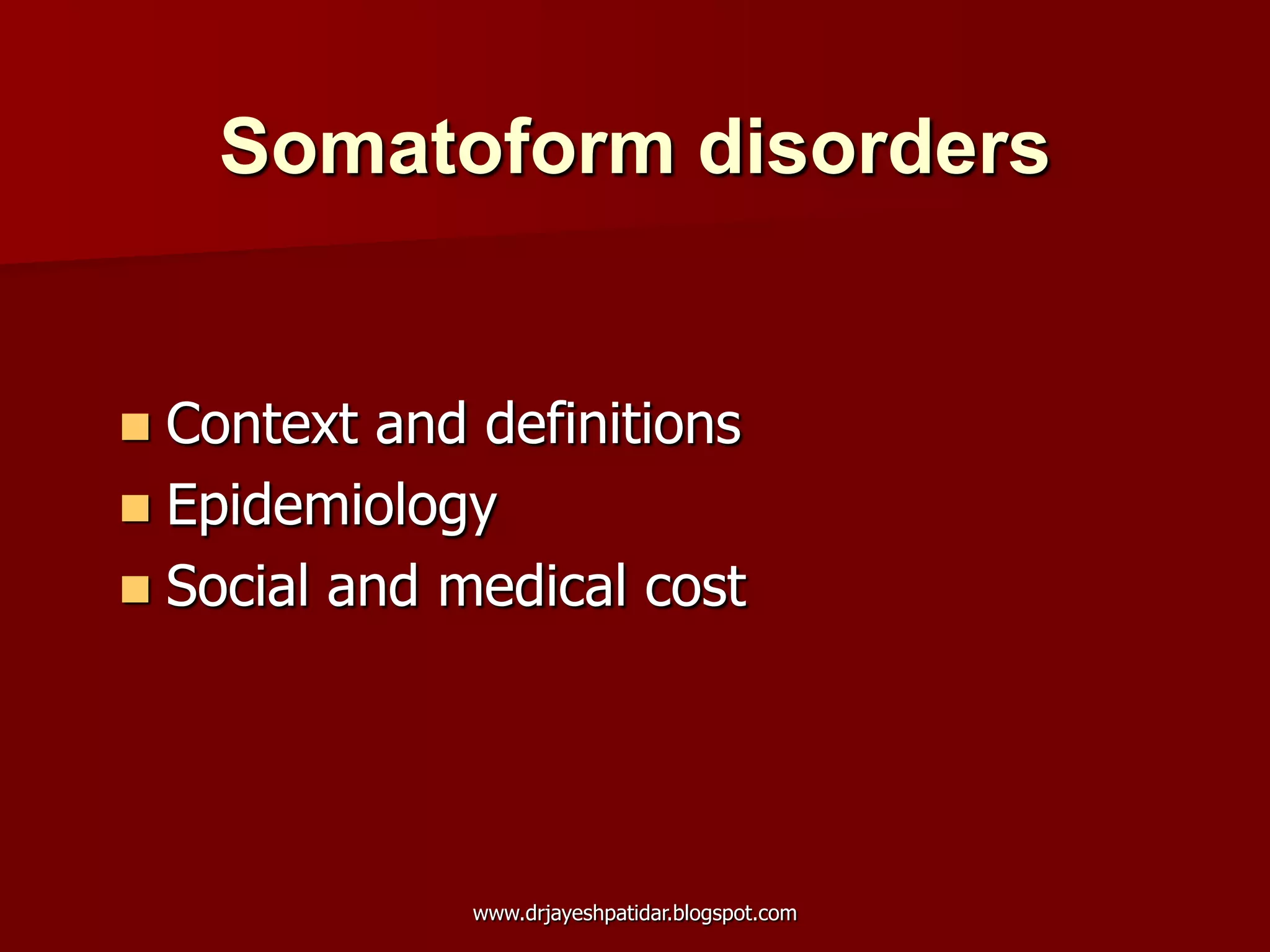 Somatoform disorders | PDF