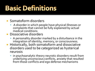 Somatoform and schizophrenia disorders | PPTX