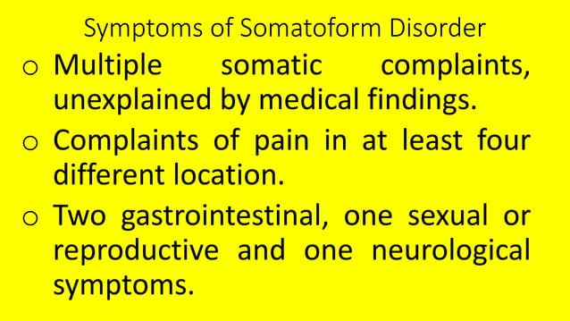Somatoform Disorder, somatic symptoms and other types | PPT