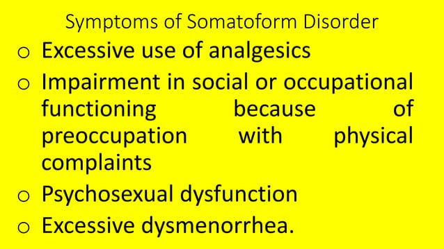 Somatoform Disorder, somatic symptoms and other types | PPT