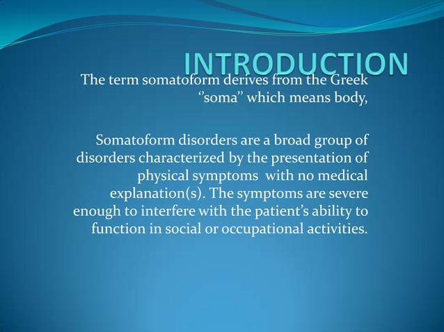 Somatoform disorders | PPT